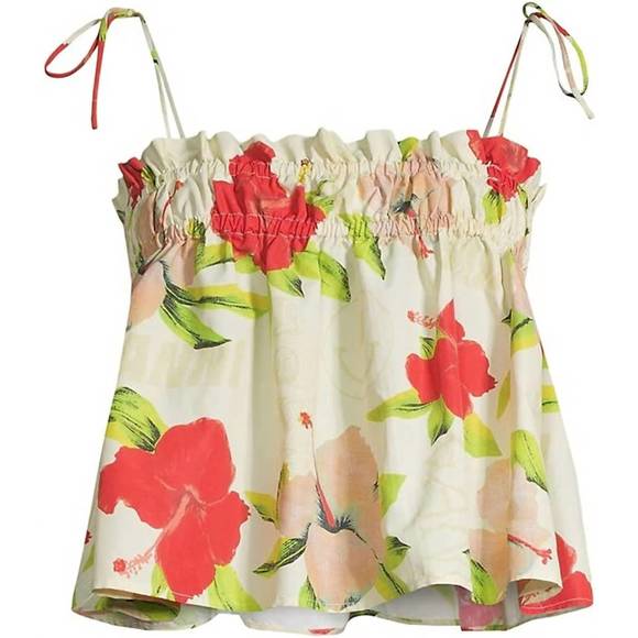 Ganni | Tops | New Ganni Floral Surfer Tie Top In Multi | Poshmark